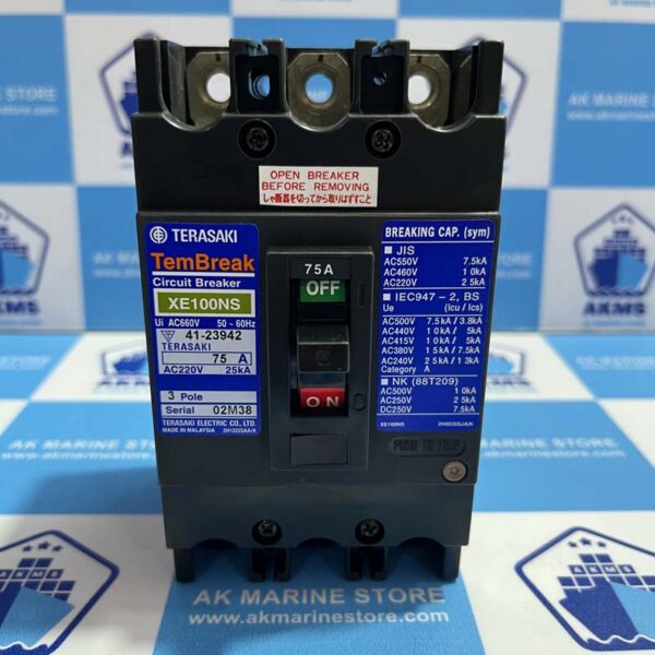 TERASAKI XE100NS 75 AMP CIRCUIT BREAKER - AK MARINE STORE